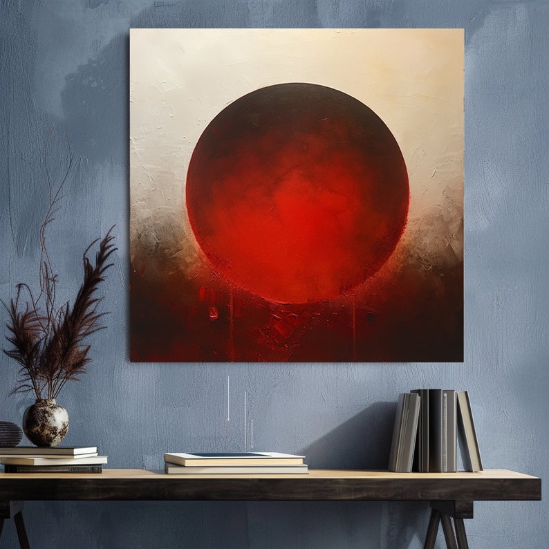Stunning Modernist Abstract Red Sun Wall Art Print on Poster - Etsy