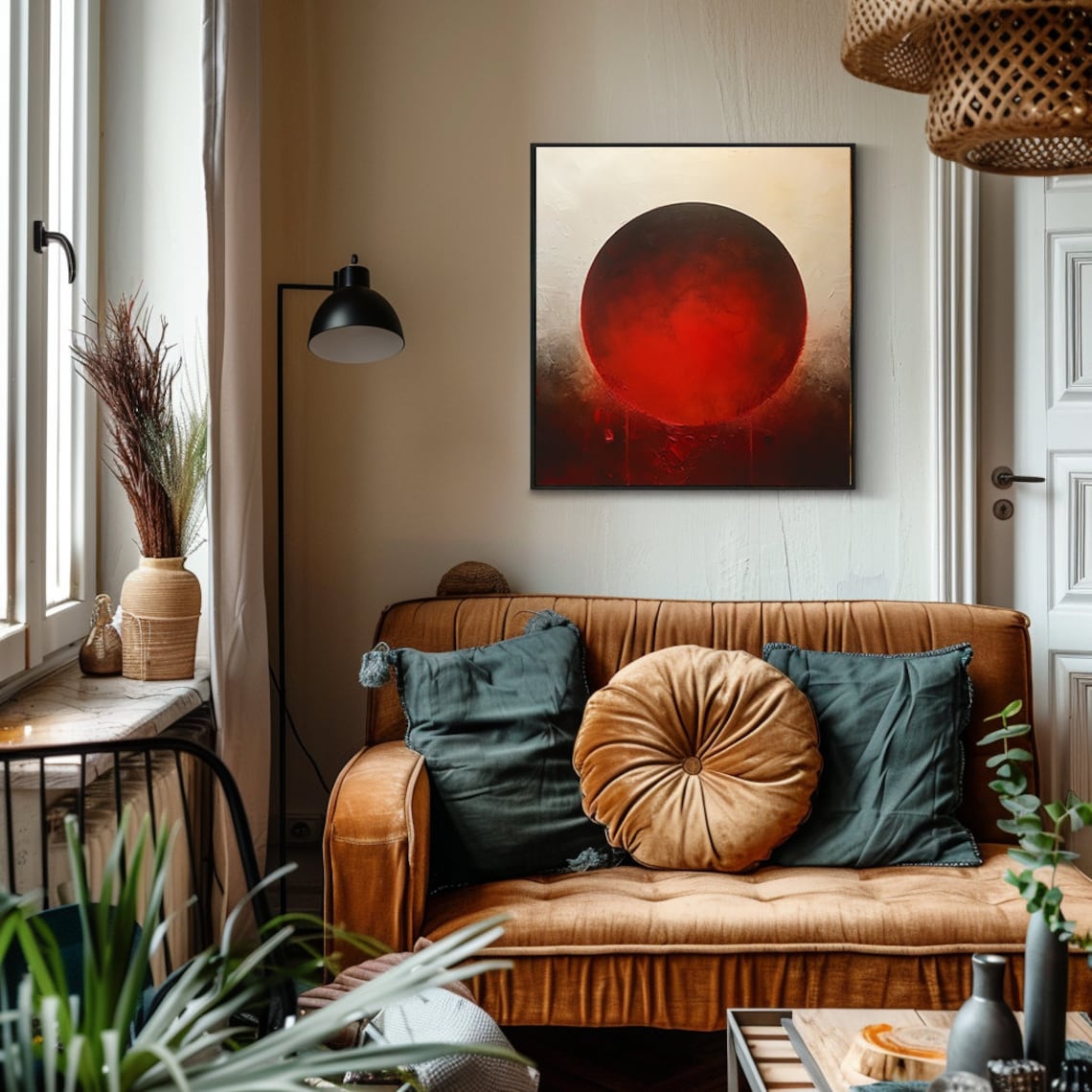 Stunning Modernist Abstract Red Sun Wall Art Print on Poster - Etsy
