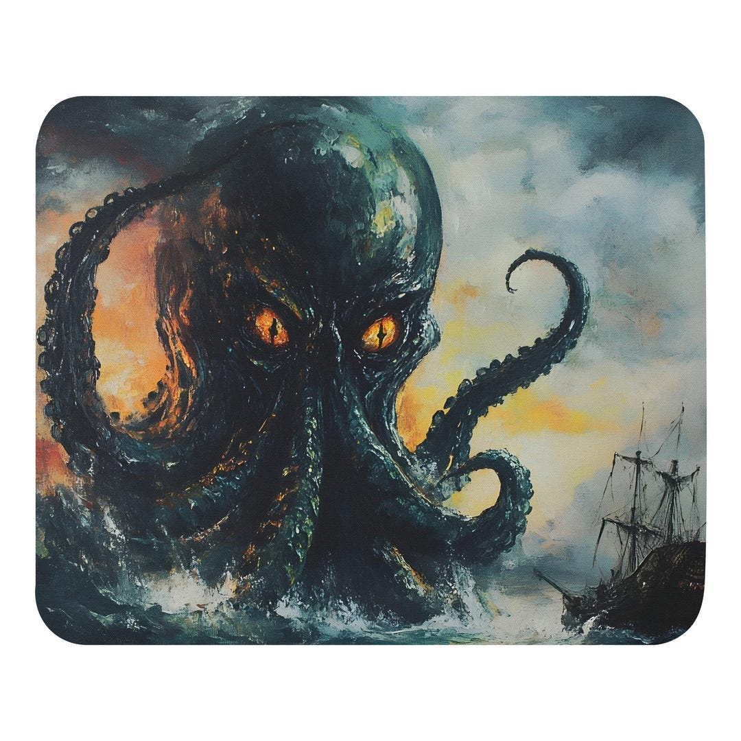 Mouse Pad Original Design Sea Monster Cthulhu Attack - Etsy