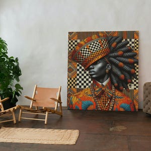 Vibrant Afrocentric Portrait: Modern Black Fashion Wall Art With ...
