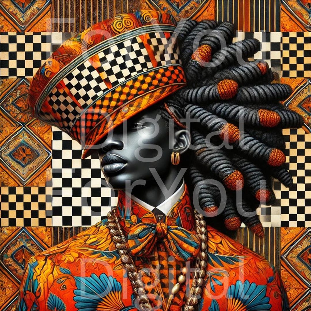 Vibrant Afrocentric Portrait: Modern Black Fashion Wall Art With ...