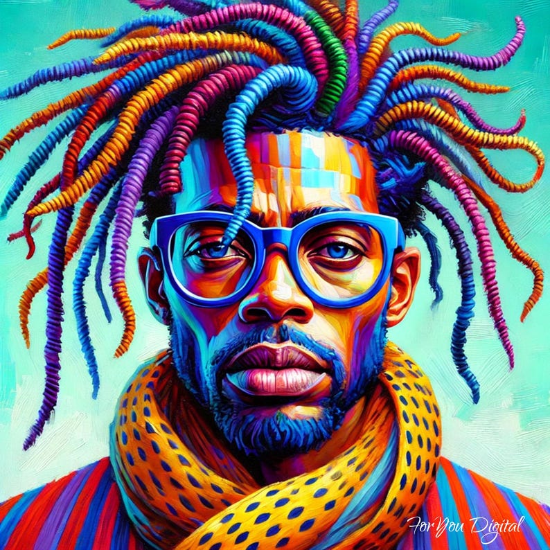 Funky Pop Art Print, Instant Download, Colorful Wall Decor, Black Art ...