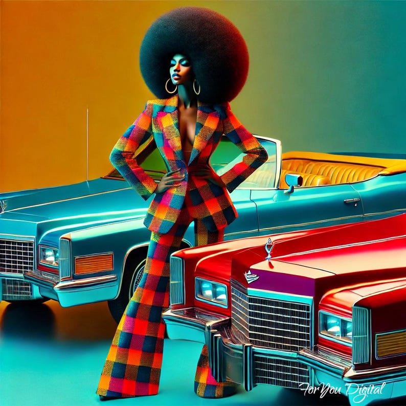 Electric 70s Glam Vibrant Digital Art Print, 70s Fashion Art, Instant ...