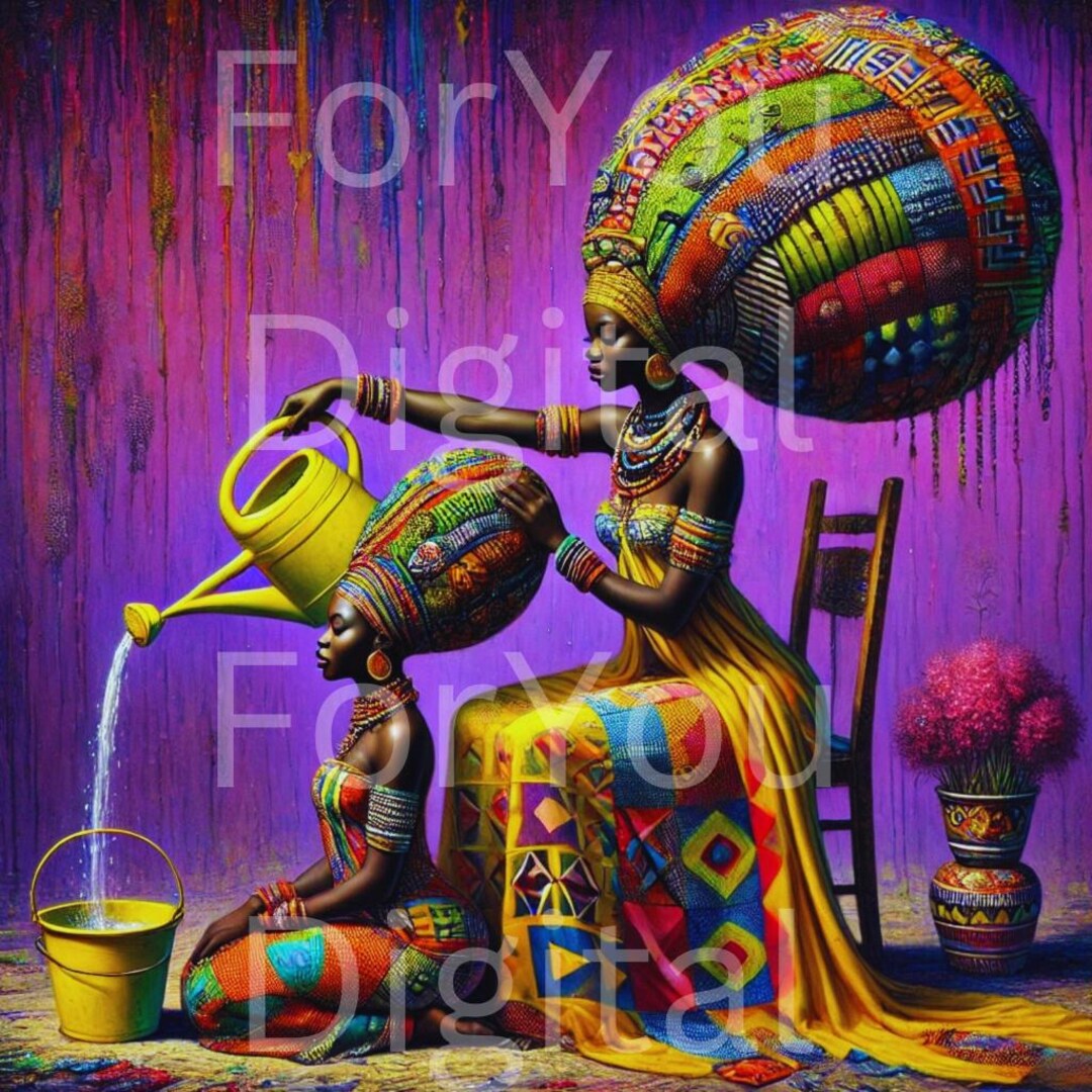 Vibrant Afrocentric Digital Art Print Sacred Flow Cultural Wall