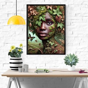 Afrocentric Mother Nature Digital Art Print: Earth Goddess Forest ...