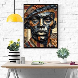 African American Man Collage Art – Afrocentric Mixed Media Portrait ...