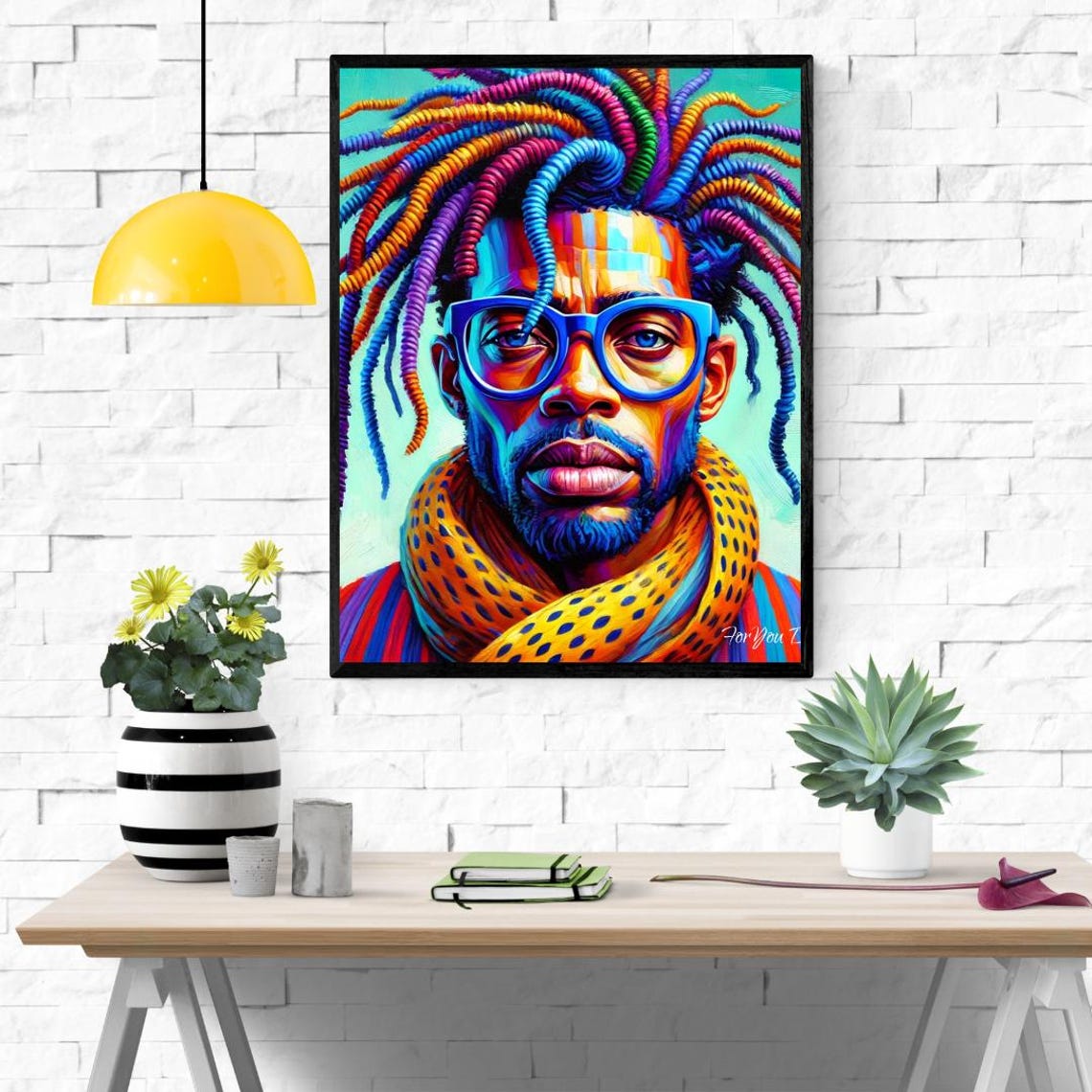 Funky Pop Art Print, Instant Download, Colorful Wall Decor, Black Art ...