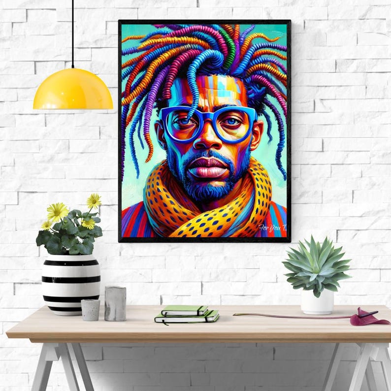 Funky Pop Art Print, Instant Download, Colorful Wall Decor, Black Art ...