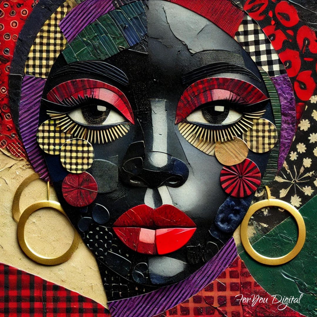 African Wall Art for Living Room Bold African American Woman Portrait ...