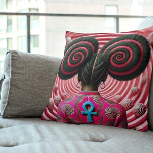 Contemporary African-inspired Art Print: Pink Spiral Ankh Symbol Wall ...