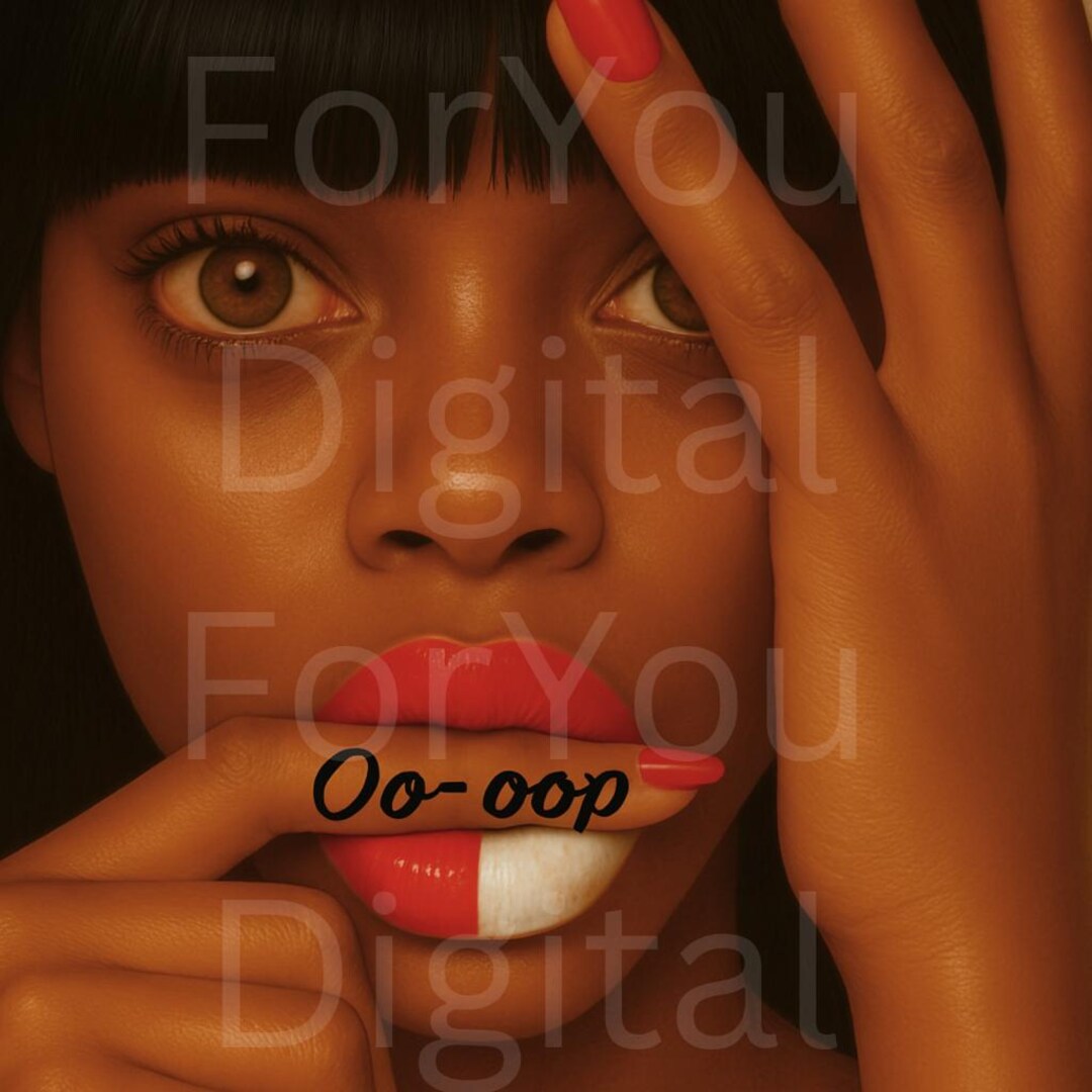 Delta Sigma Theta Digital Art: Red & White Lips Portrait, DST Sorority ...