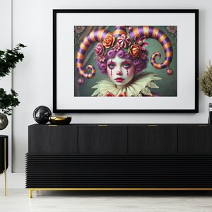 Whimsical Jester Girl Portrait: Fantasy Clown Digital Art Print for ...
