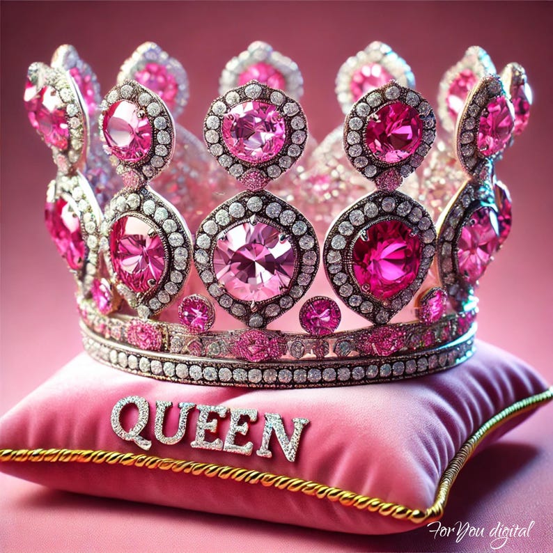 Pink Crown Wall Art Print, Instant Download, Jewel Crown Decor, Home ...