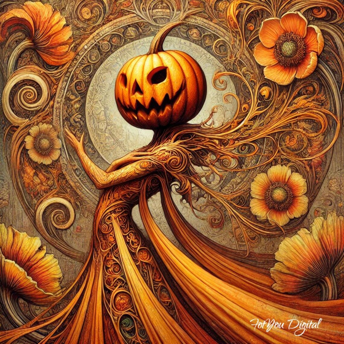 Pumpkin Spirit Art Print, Halloween Themed Autumn Decor, Enchanted ...