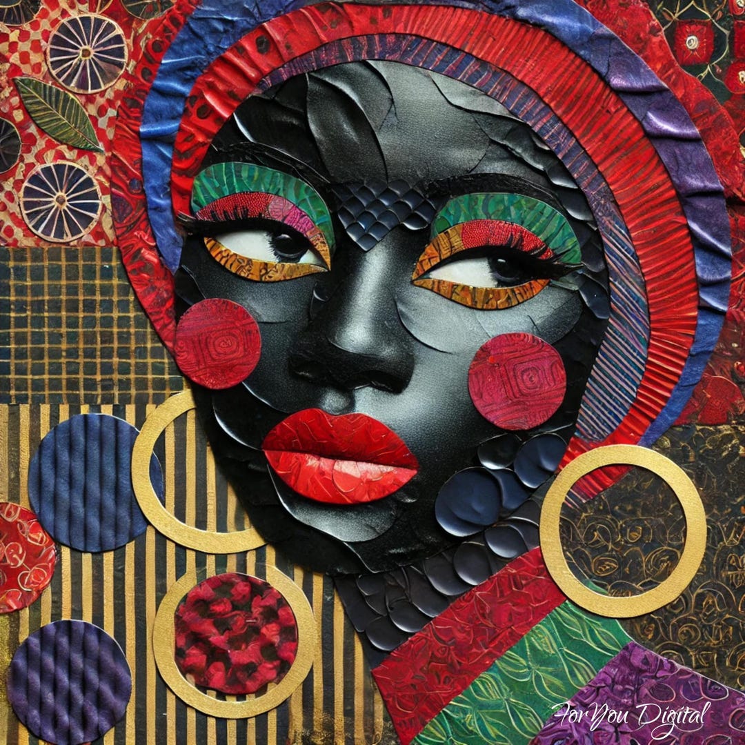 African Wall Art for Living Room Bold African American Woman Portrait ...