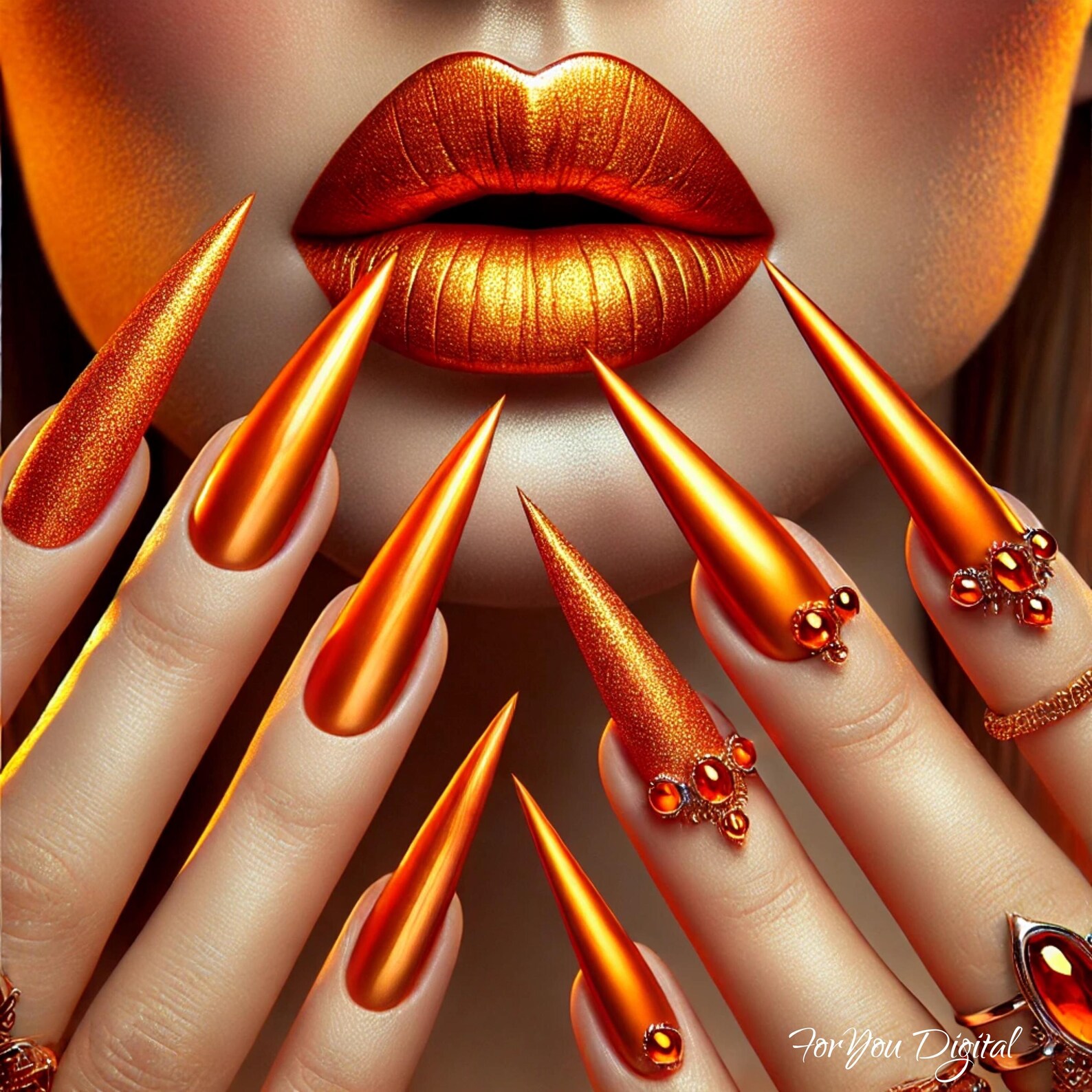Orange Lip, Instant Download, Nail Art Print, Beauty Salon, Nail Salon ...