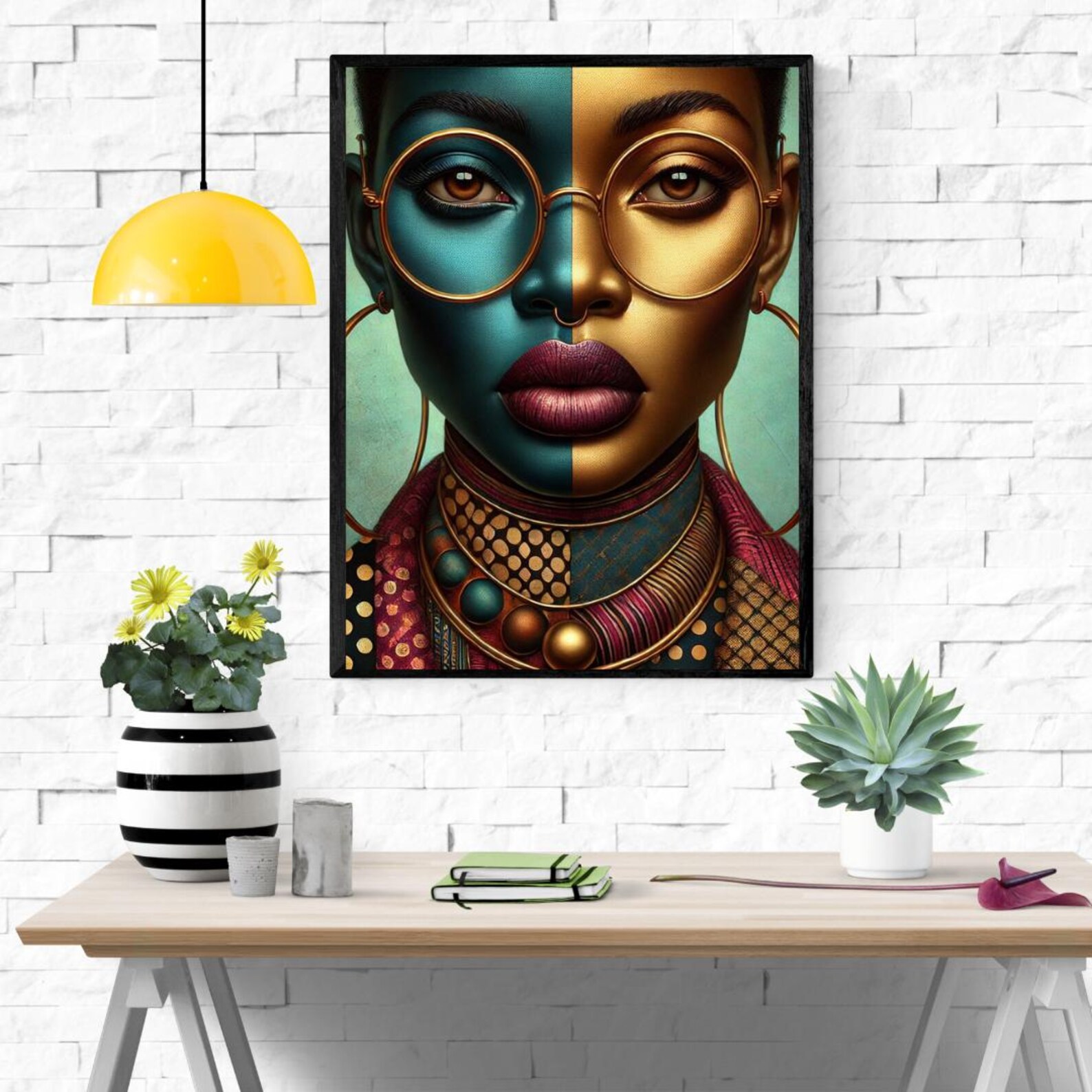 Empowering Black Woman Portrait: Geometric Digital Art Print - Bold ...