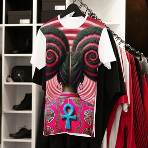 Contemporary African-inspired Art Print: Pink Spiral Ankh Symbol Wall ...