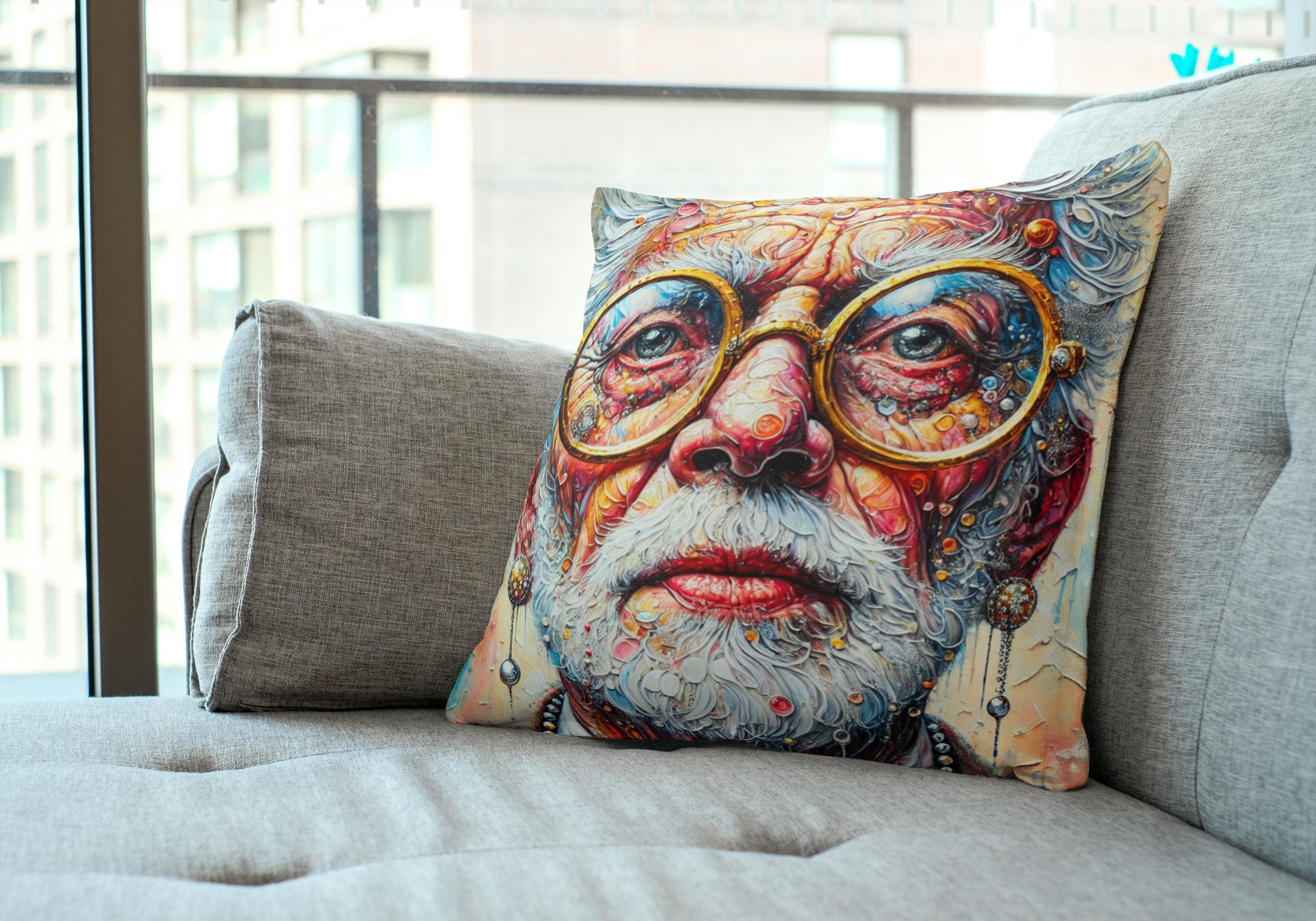 Elder Man Portrait Wall Art – Bold Abstract Print With Gold Glasses ...