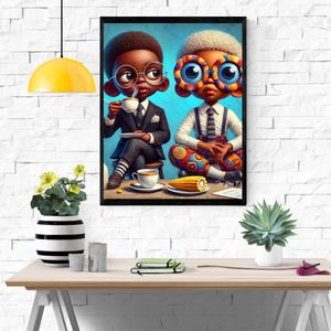 Whimsical Cultural Tea Party Illustration for Home Decor - Etsy