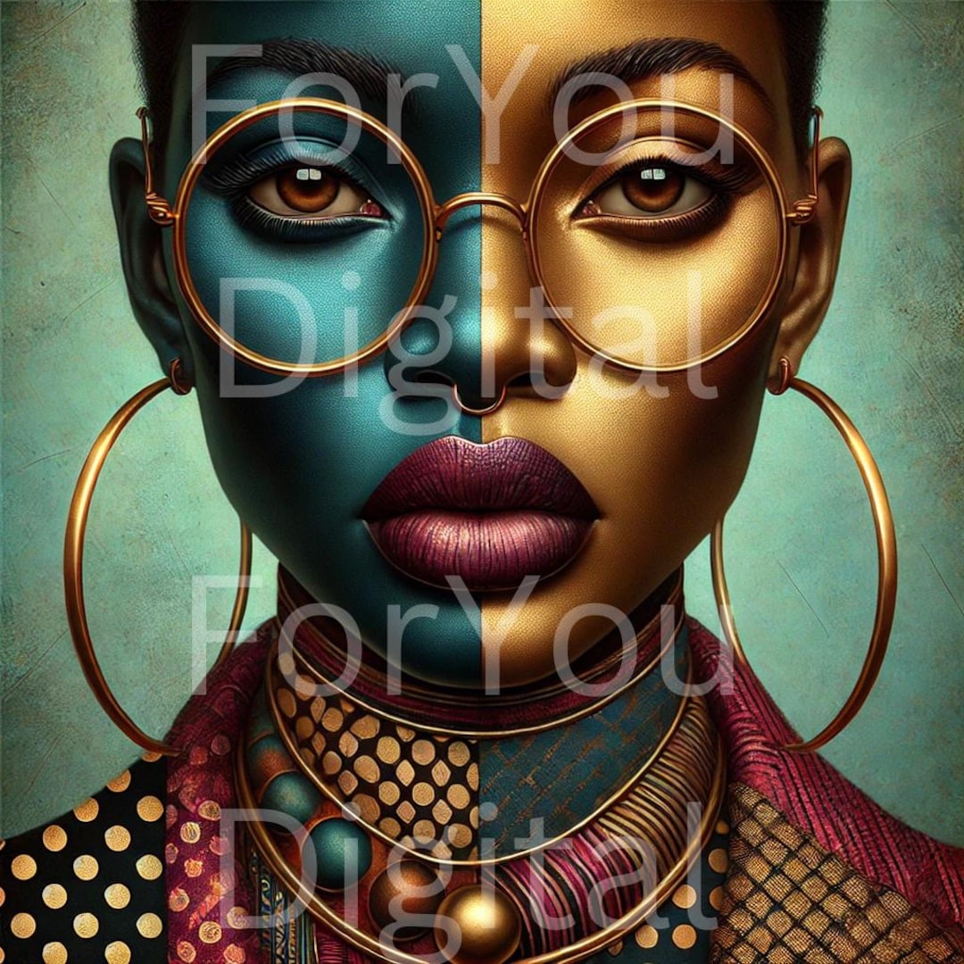 Empowering Black Woman Portrait: Geometric Digital Art Print - Bold ...