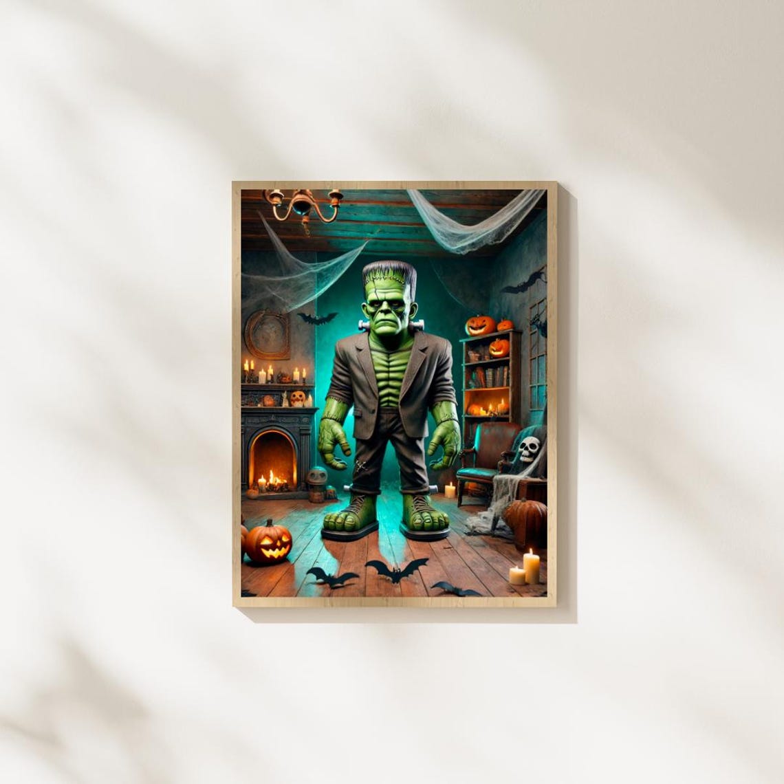 Frankenstein Halloween Wall Art – Spooky Haunted House Monster Print ...