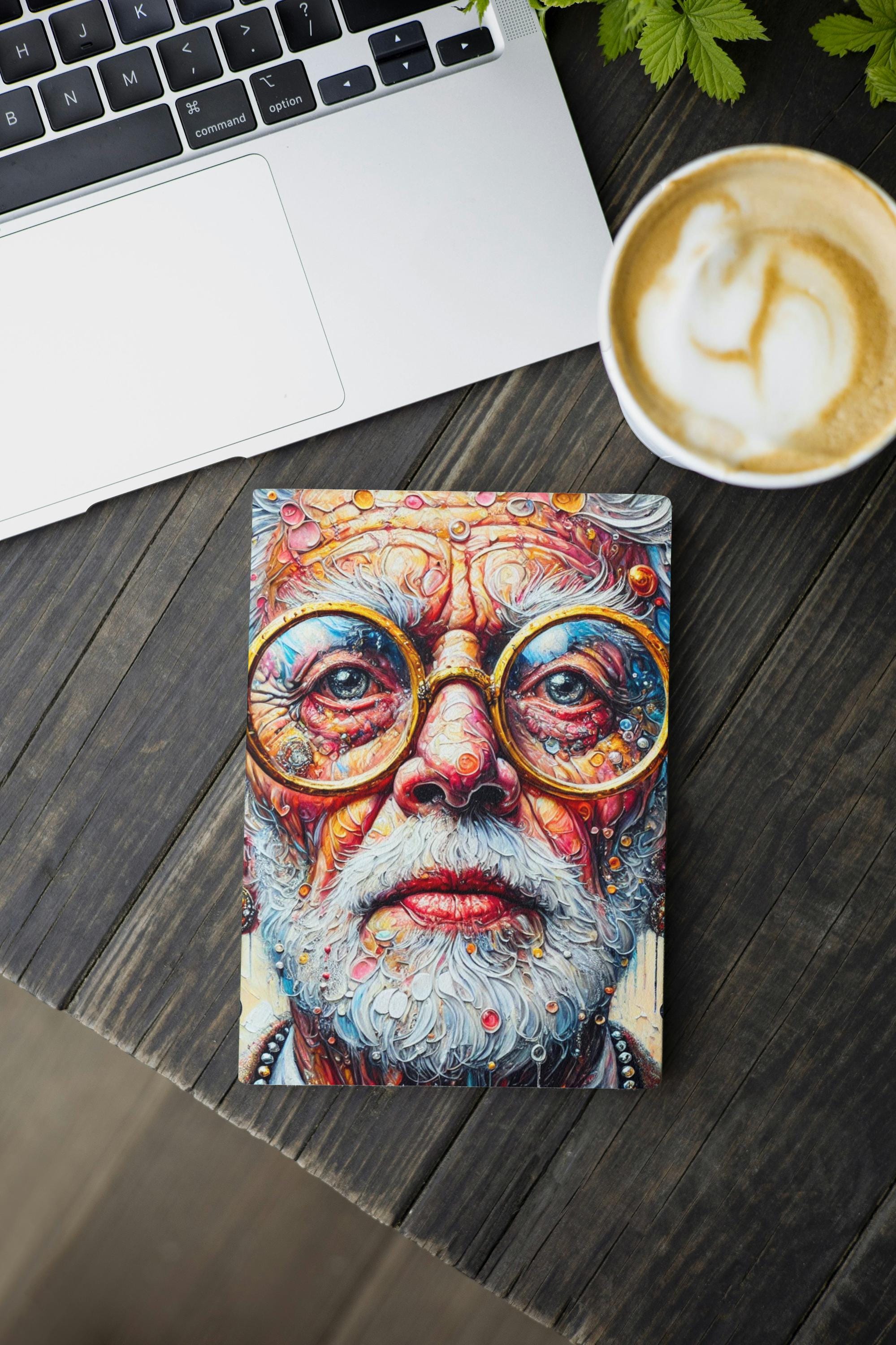 Elder Man Portrait Wall Art – Bold Abstract Print With Gold Glasses ...