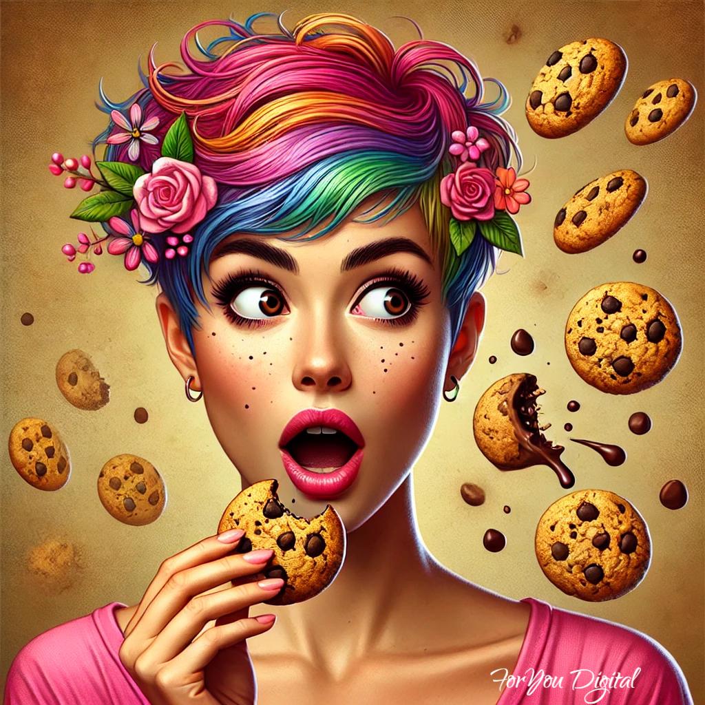 Cookie Craze, Whimsical Digital Portrait, Vibrant Wall Art for Home and ...