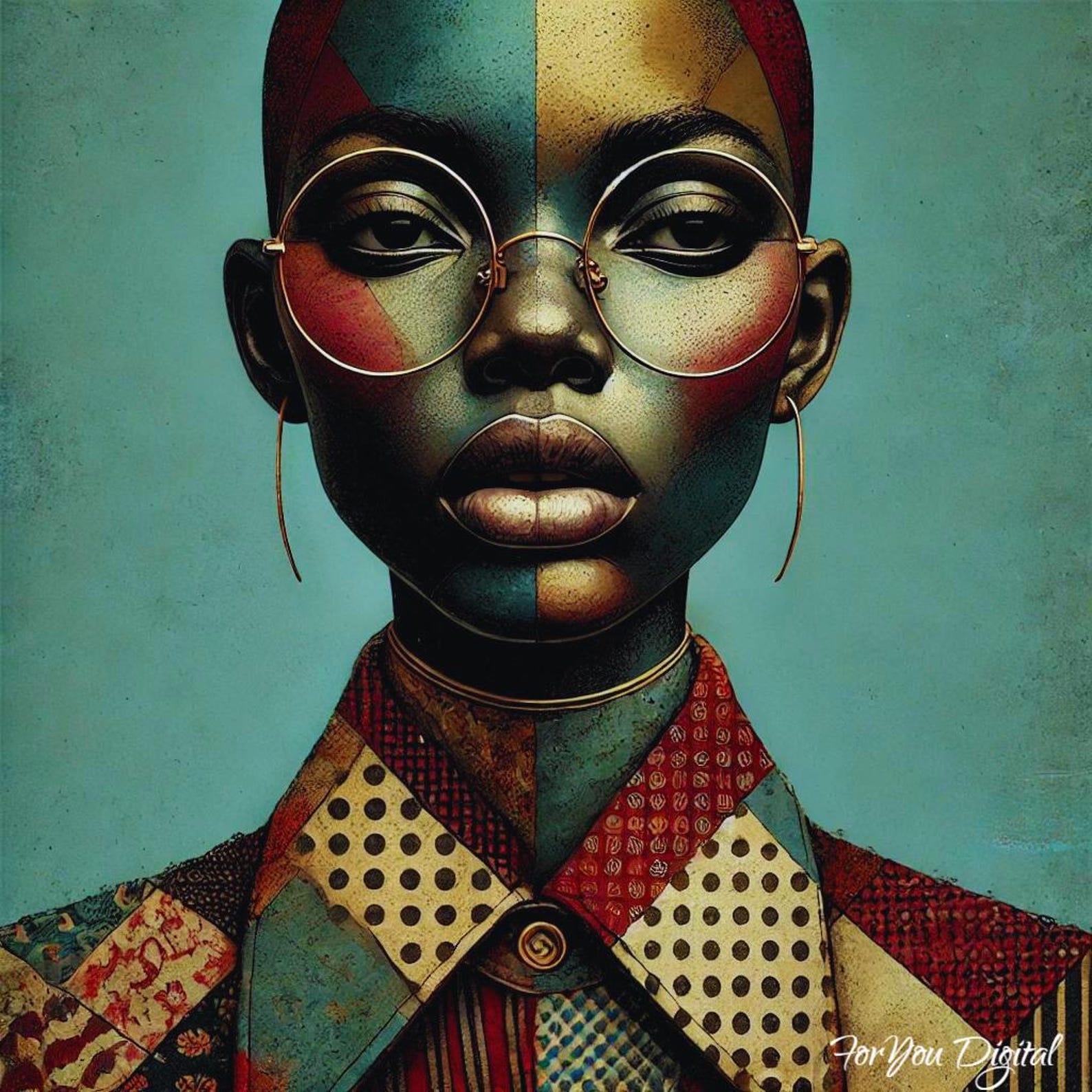 Patchwork Portrait of African American Woman Cultural Collage Art Print ...