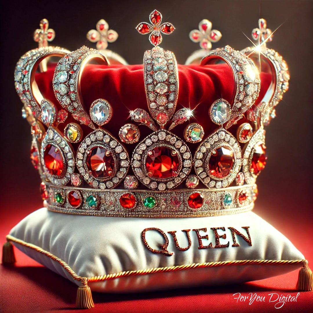 Royal Red Queen Crown Art Print, Instant Download, Jewel Crown Decor ...