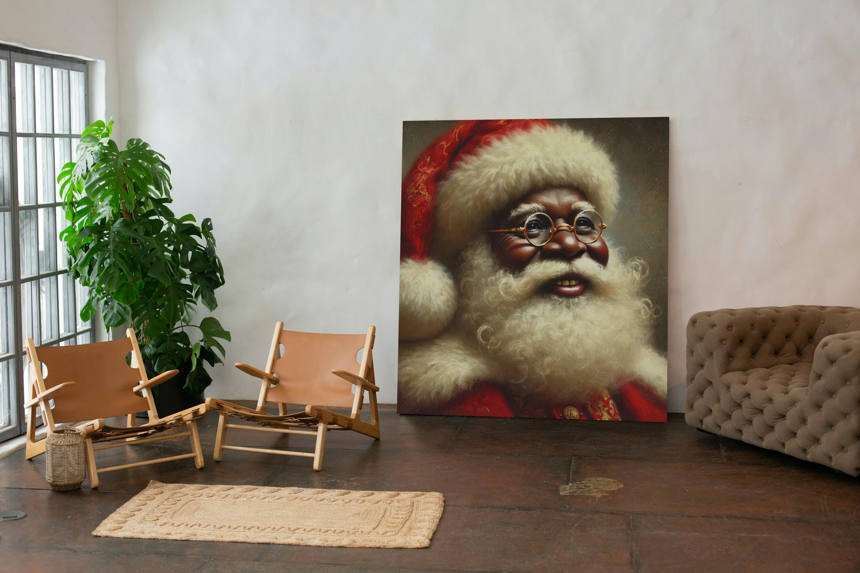 African American Christmas Santa Claus Art Instant Download Print for ...
