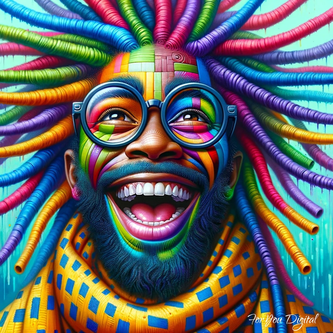 Funky Pop Art Print, Instant Download, Colorful Wall Decor, Black Art ...