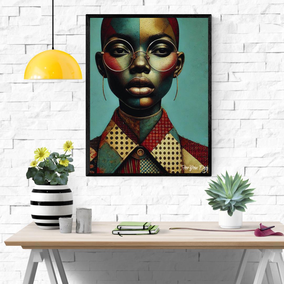 Patchwork Portrait of African American Woman Cultural Collage Art Print ...