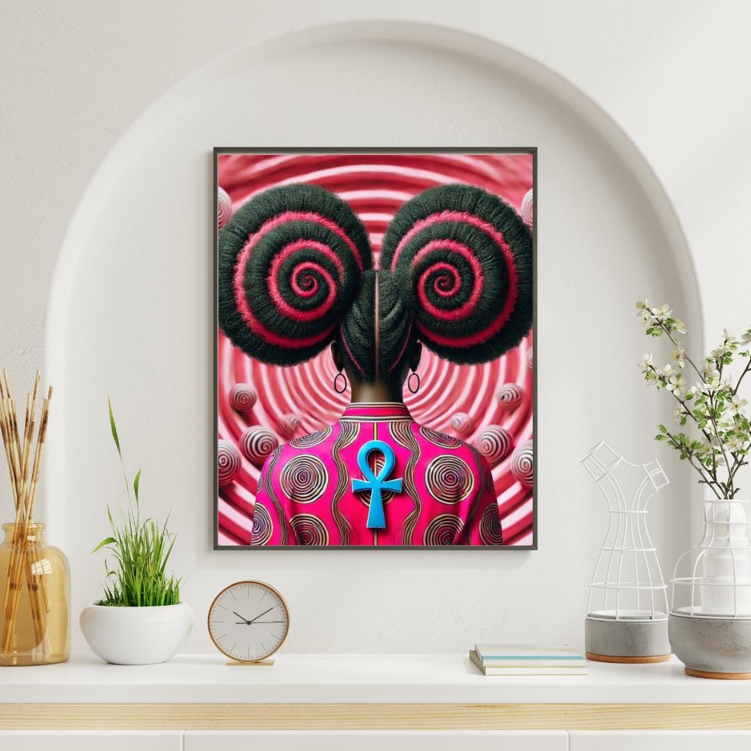 Afrocentric Wall Art – Ankh Crown Ancestral Portrait Print - Etsy