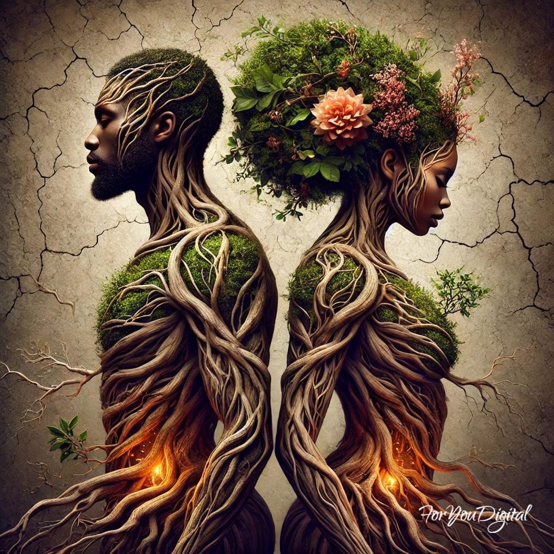 Surreal African American Nature Art: Floral Human-tree Fusion Digital ...