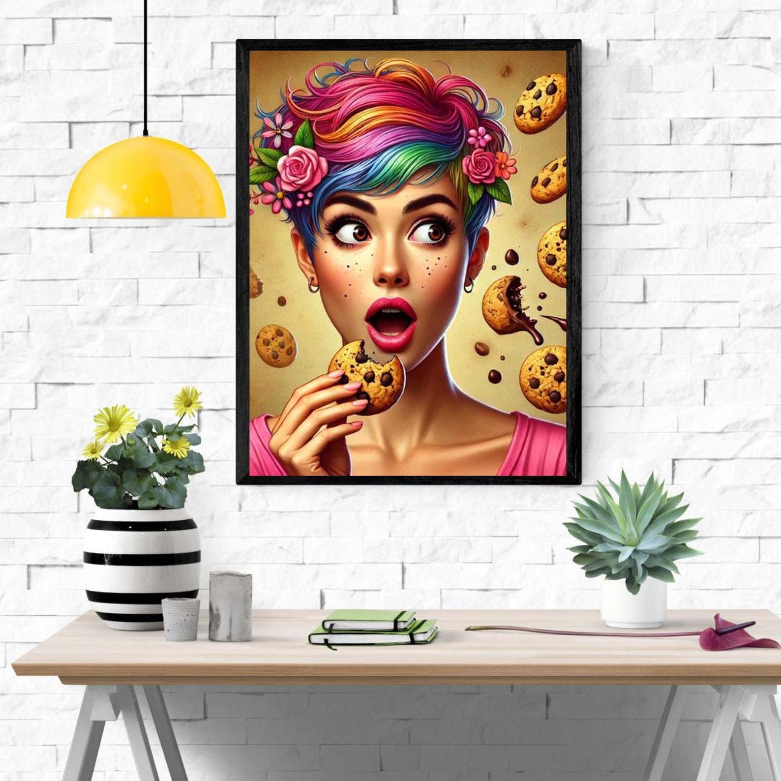 Cookie Craze, Whimsical Digital Portrait, Vibrant Wall Art for Home and ...