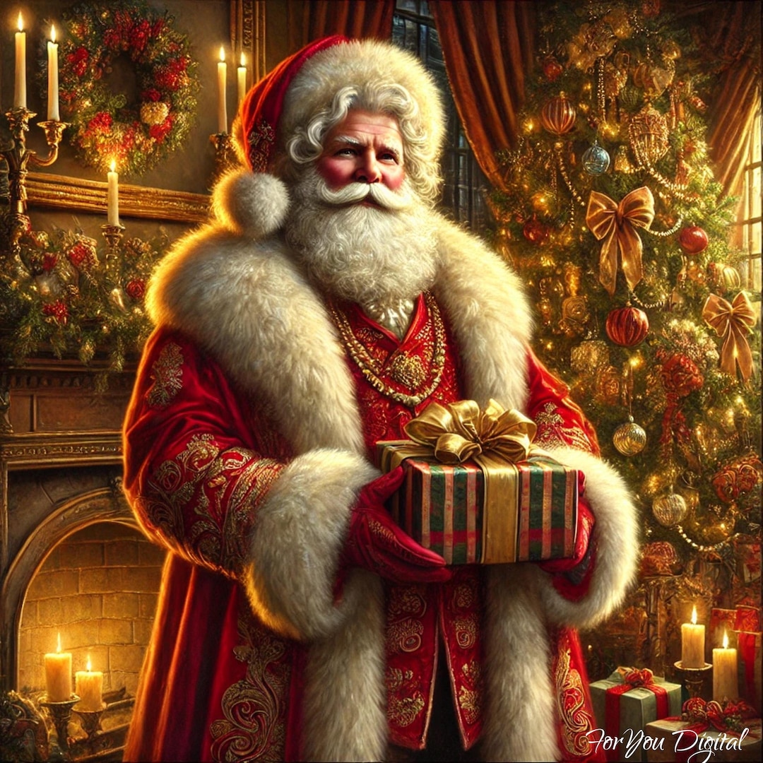 Santa Claus Wall Art Print for Living Room Festive Christmas Portrait ...