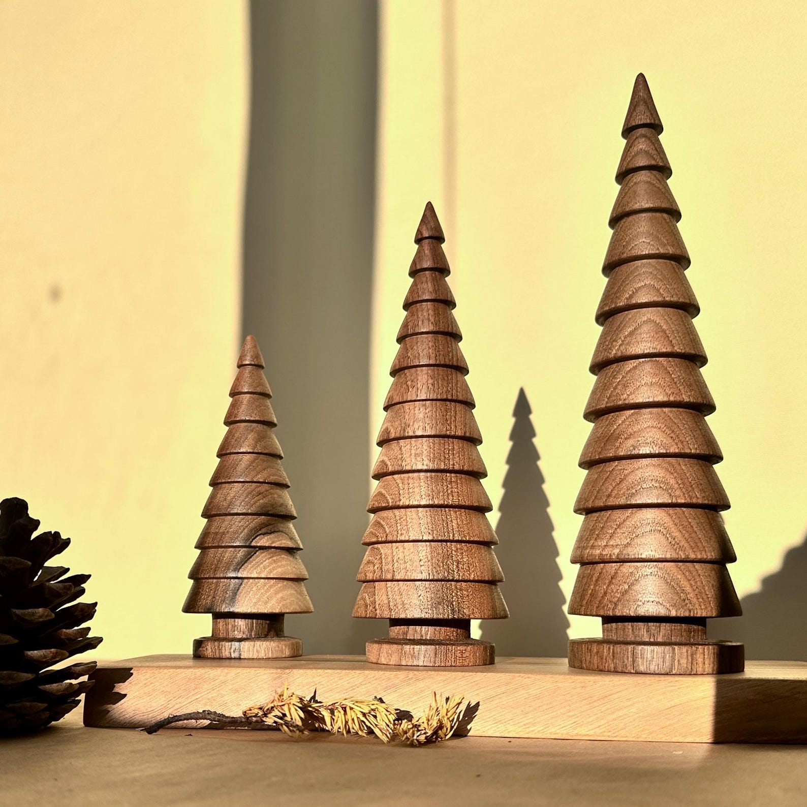 Handmade Walnut Wood Christmas Tree Set: Holiday Table Decor - Etsy