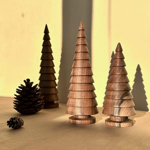Handmade Walnut Wood Christmas Tree Set: Holiday Table Decor - Etsy