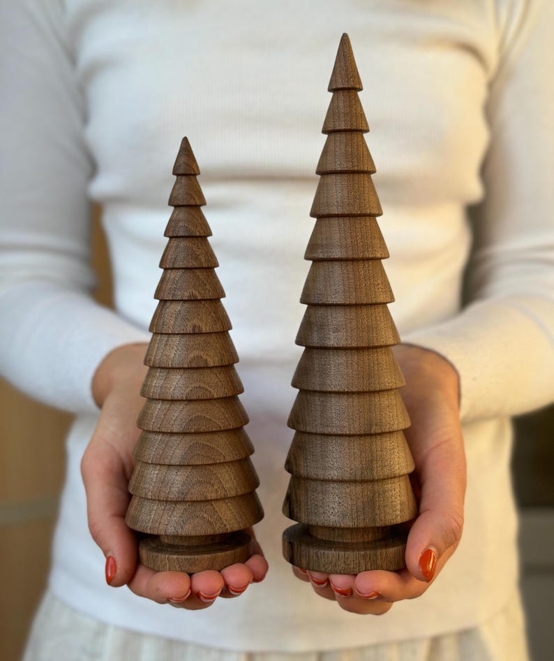 Handcrafted Walnut Wooden Christmas Tree: Festive Holiday Decor - Etsy