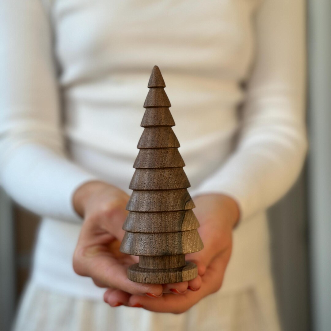 Handcrafted Walnut Wooden Christmas Tree: Festive Holiday Decor - Etsy
