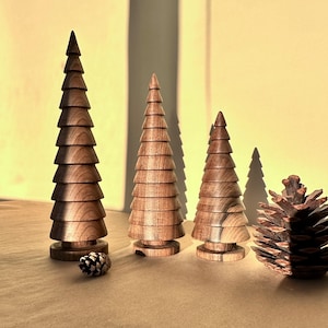 Handmade Walnut Wood Christmas Tree Set: Holiday Table Decor - Etsy