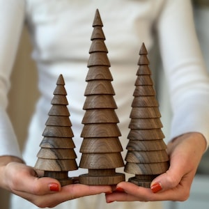 Handmade Walnut Wood Christmas Tree Set: Holiday Table Decor - Etsy
