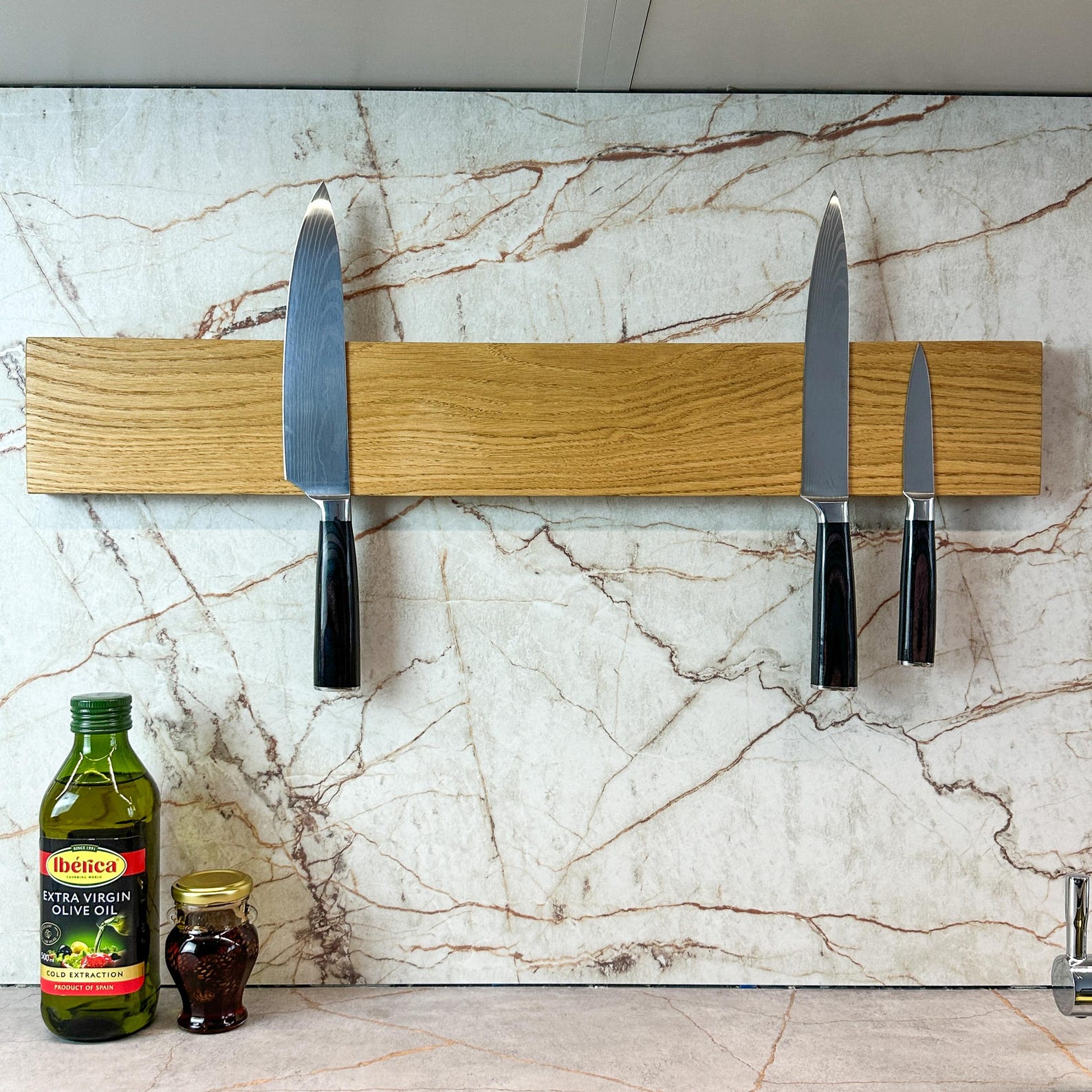 Oak Wooden Magnetic Knife Holder: Wall Mounted Kitchen Rack - Etsy
