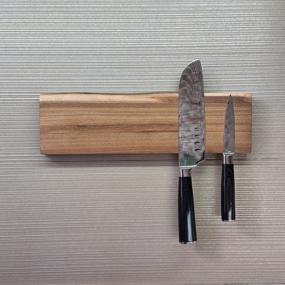 Stylish Magnetic Knife Rack With Live Edge Wood - Perfect for Home ...