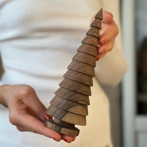 Handmade Walnut Wood Christmas Tree Set: Holiday Table Decor - Etsy