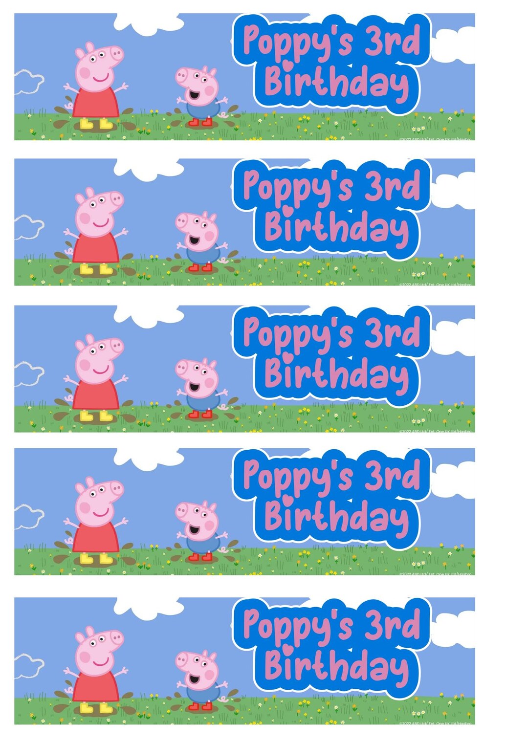 Personalised Peppa George Fruit Shoot Drink Wrapper Label Any Name Any ...