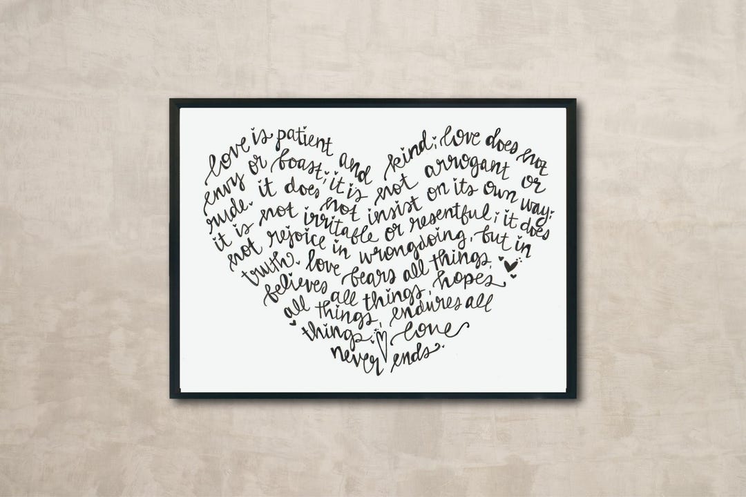 Love Is, 1 Corinthians 13 (heart)-digital Print - Etsy