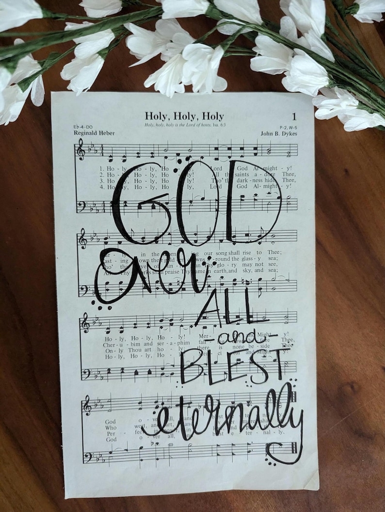 1987 Hymnal Pages With Hand Lettered Lyrics - Etsy
