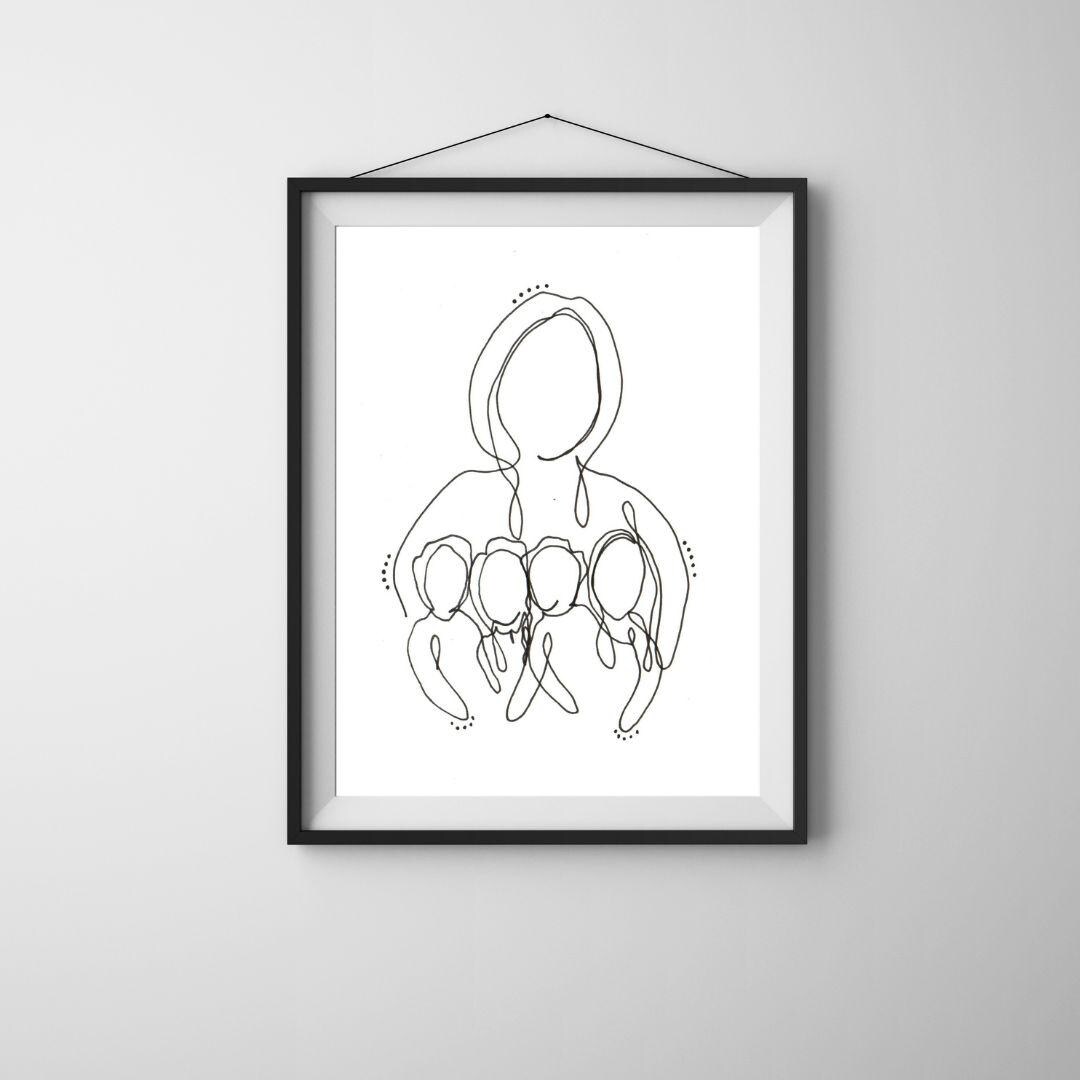 Continuous Line Drawing for Engagement, Wedding, Families - Etsy